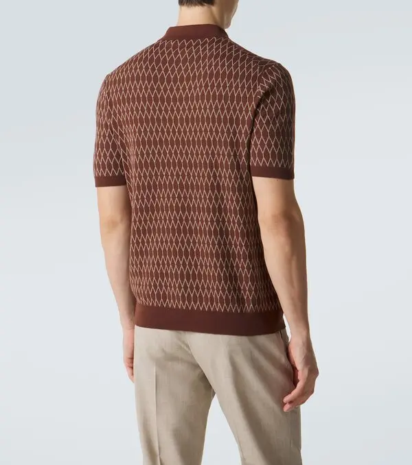 SLOWEAR Cotton Jacquard Polo Shirt - Brown