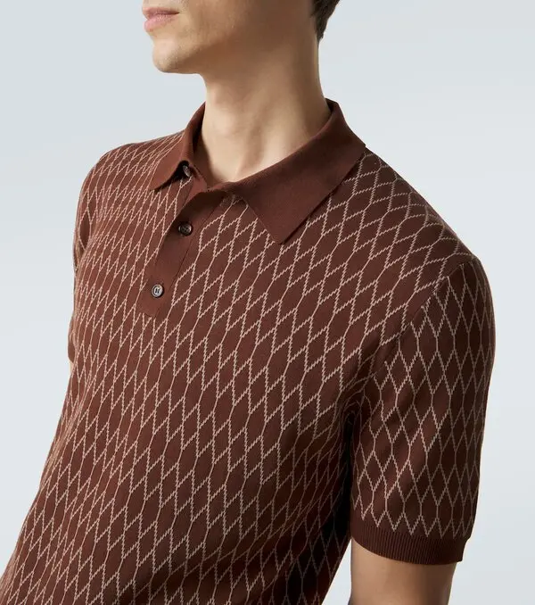 SLOWEAR Cotton Jacquard Polo Shirt - Brown