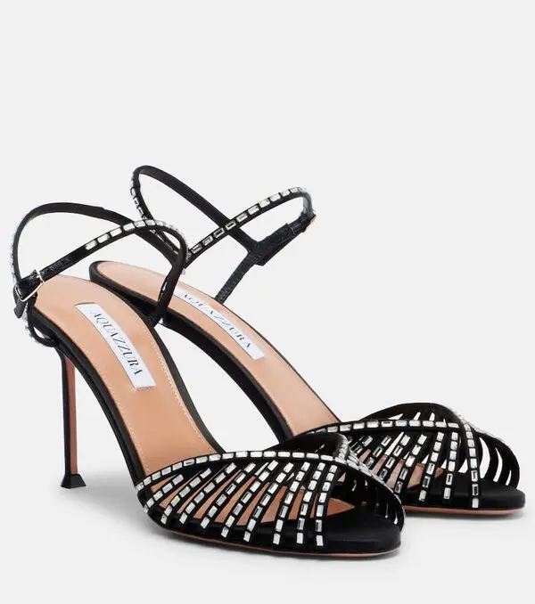 AQUAZZURA Hold Me 85 Crystal-embellished Sandals - Black