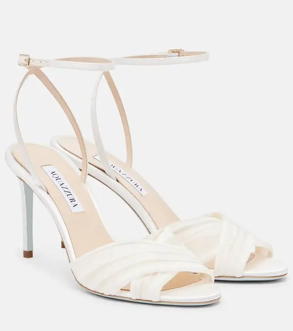 AQUAZZURA Voile 85 Satin Slingback Sandals - White