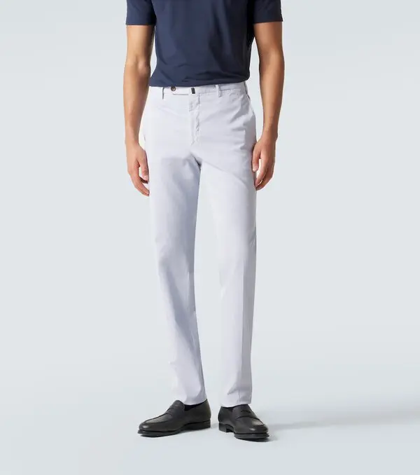 SLOWEAR Cotton And Silk Slim-fit Pants - Blue