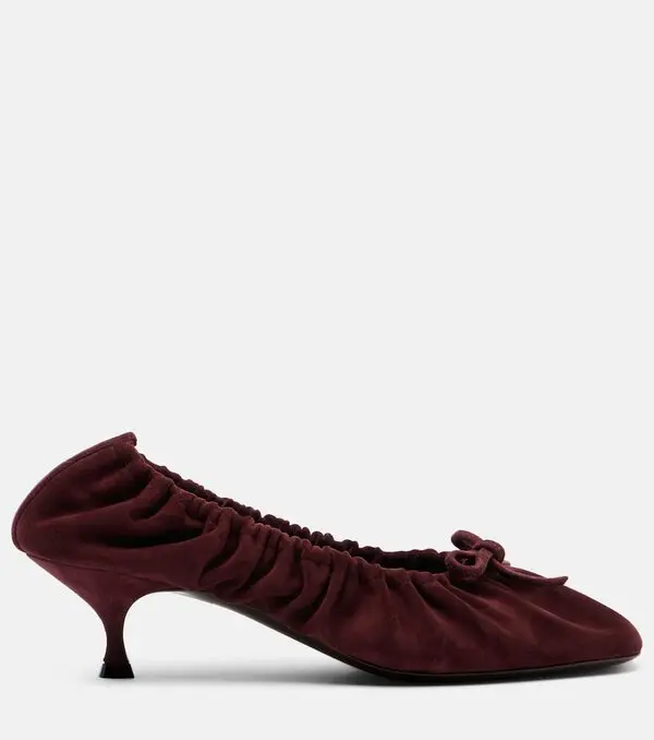 HERBERT LEVINE Gather Around Ruched Suede Pumps