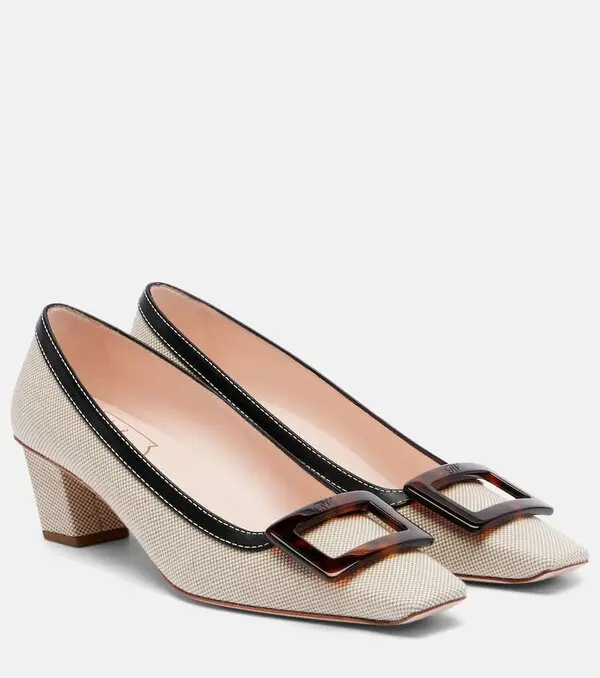 ROGER VIVIER Belle Vivier 45 Canvas Pumps - Beige
