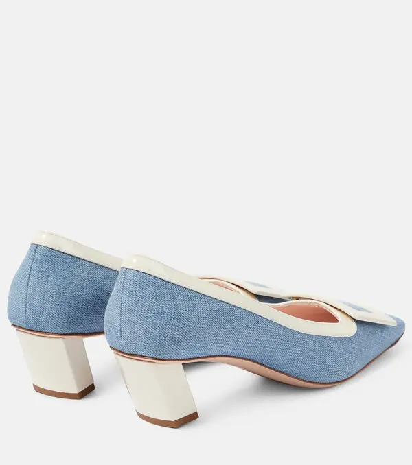 ROGER VIVIER Belle Vivier 45 Canvas Pumps - Blue