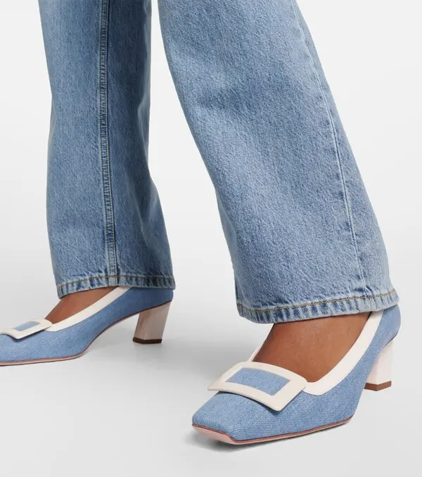 ROGER VIVIER Belle Vivier 45 Canvas Pumps - Blue