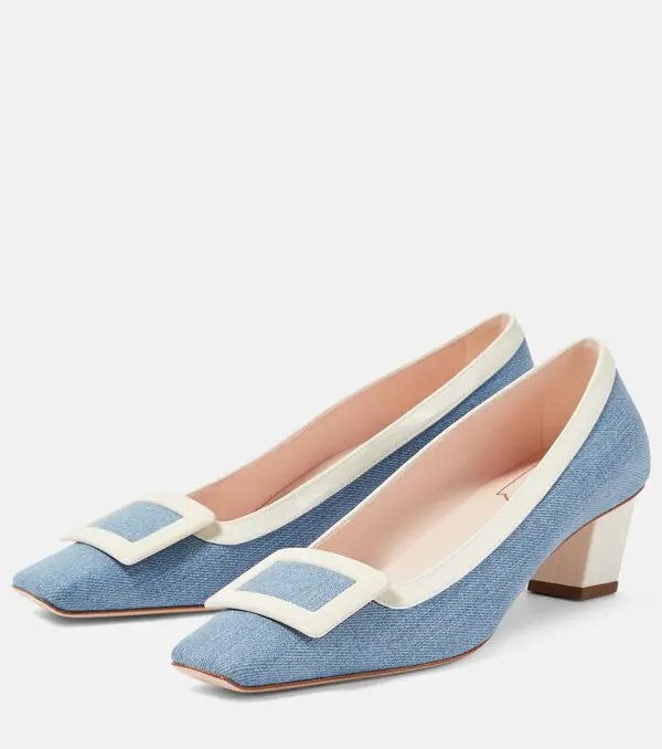 ROGER VIVIER Belle Vivier 45 Canvas Pumps - Blue