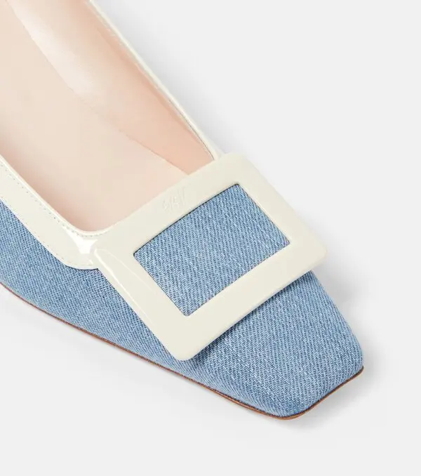 ROGER VIVIER Belle Vivier 45 Canvas Pumps - Blue