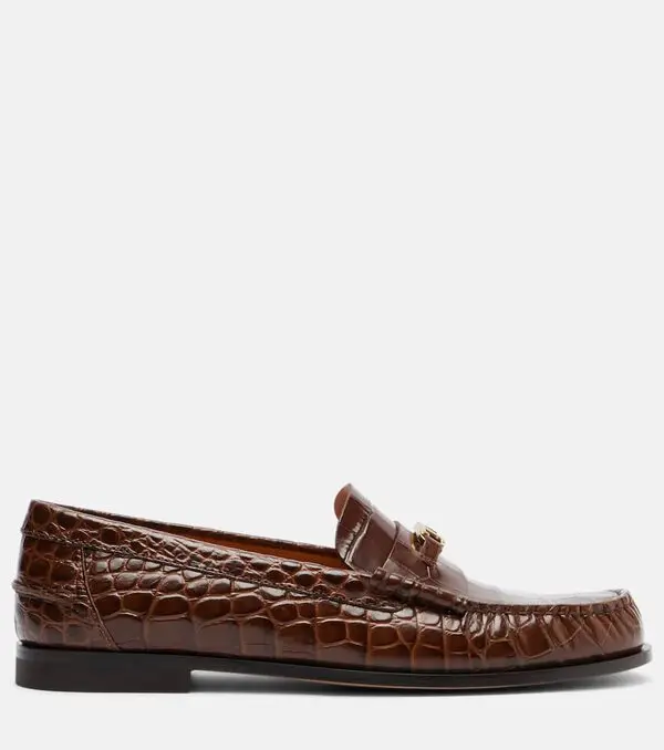 TOD'S T Timeless Croc-effect Leather Loafers