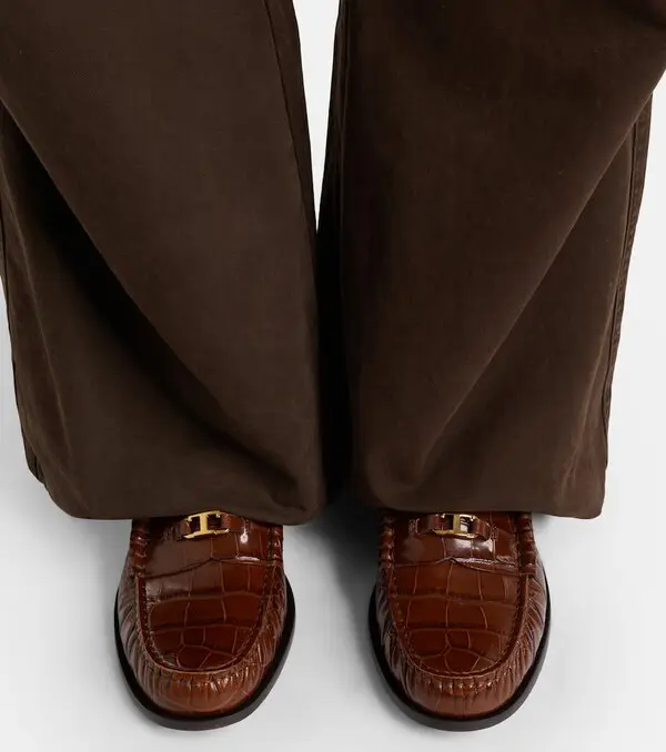 TOD'S T Timeless Croc-effect Leather Loafers