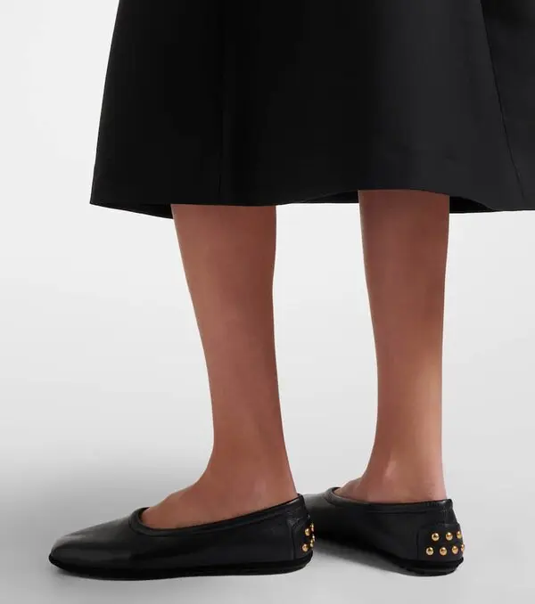 TOD'S Studded Leather Ballet Flats