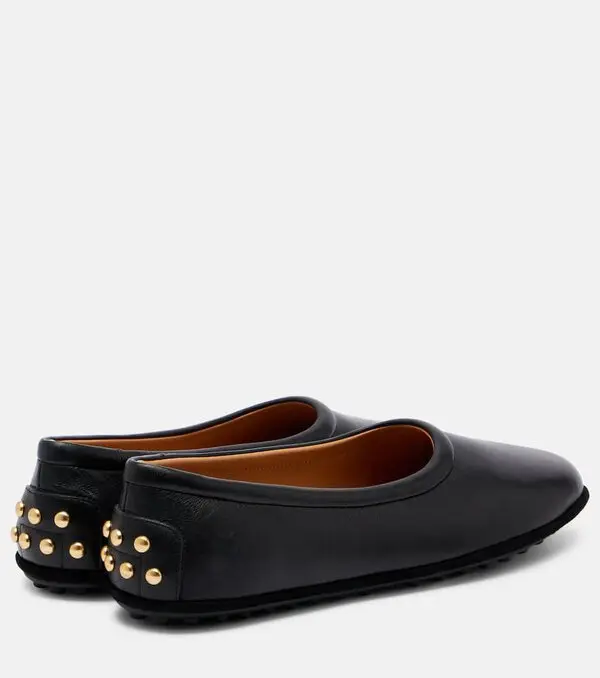 TOD'S Studded Leather Ballet Flats