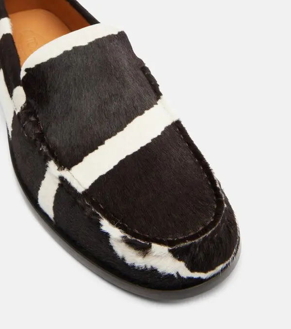 TOD'S Printed Calf Hair Loafers - Brown