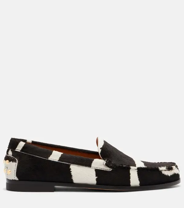 TOD'S Printed Calf Hair Loafers - Brown