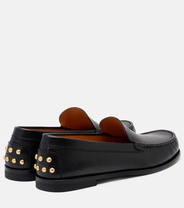 TOD'S Studded Leather Loafers - Black