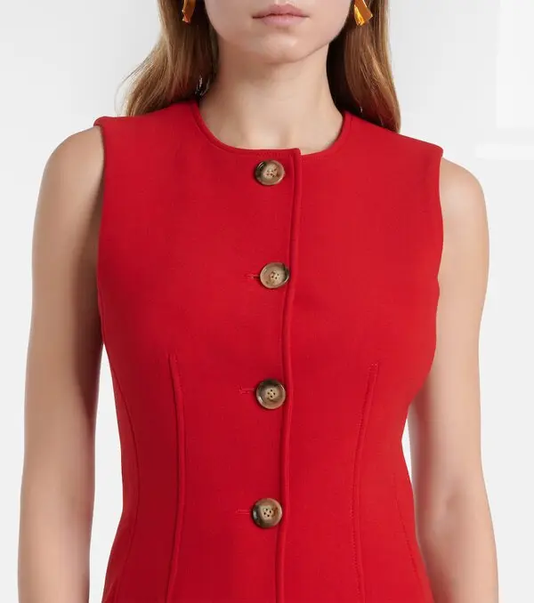 Veronica Beard Jessup Buttoned Vest - Red