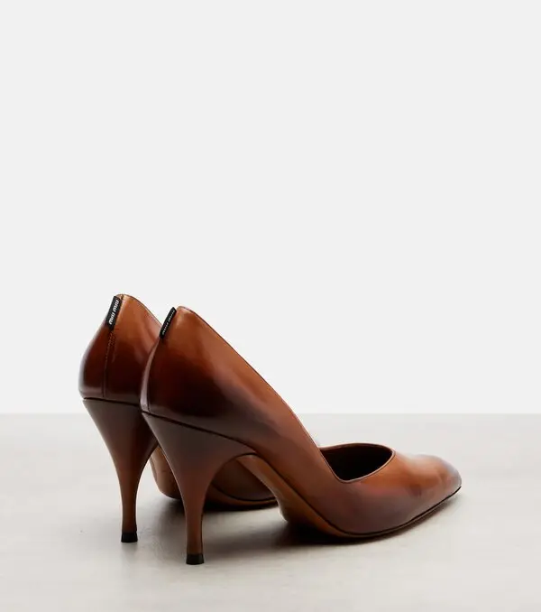 Miu Miu 85 Leather Pumps - Brown