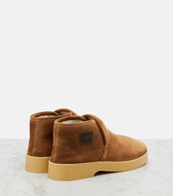 Miu Miu Shearling-lined Suede Boots