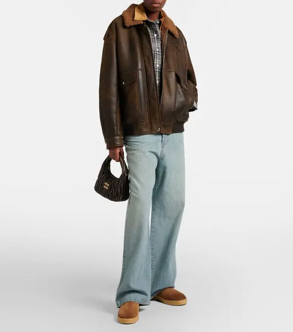 Miu Miu Shearling-lined Suede Boots