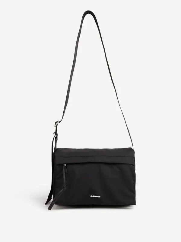 JIL SANDER Leather Shoulder Bag - Black