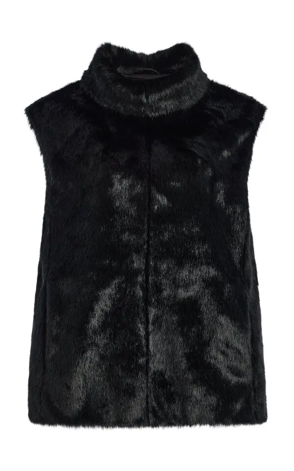 THE FRANKIE SHOP Blaire Faux Fur Funnel-neck Top - Black