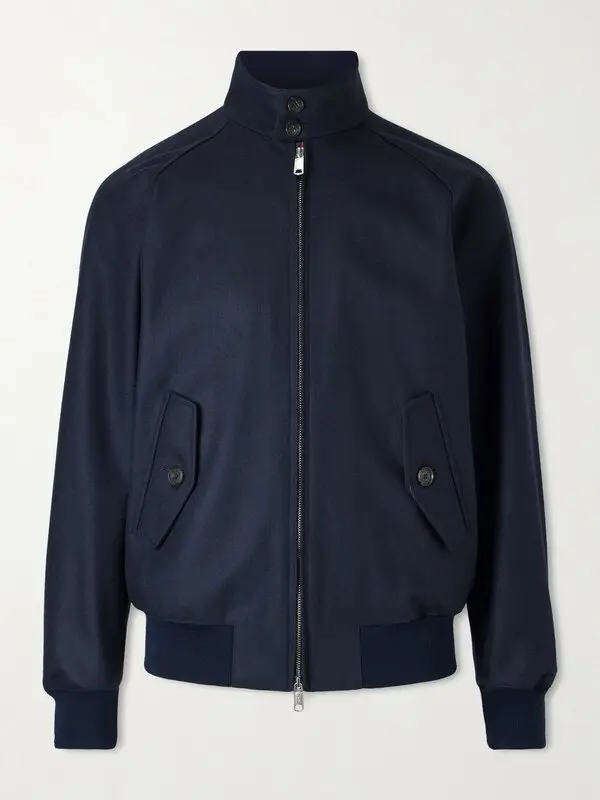 BARACUTA G9 Melton Virgin Wool-blend Harrington Jacket - Blue