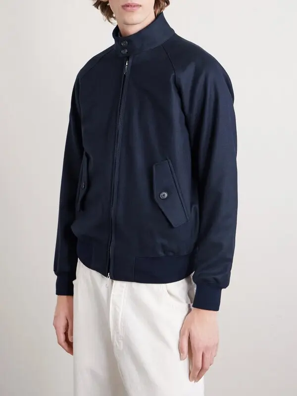BARACUTA G9 Melton Virgin Wool-blend Harrington Jacket - Blue