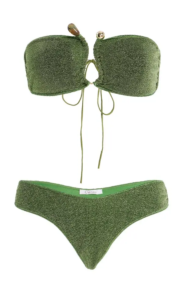 Oseree Lumière Stoned Bandeau Bikini - Green