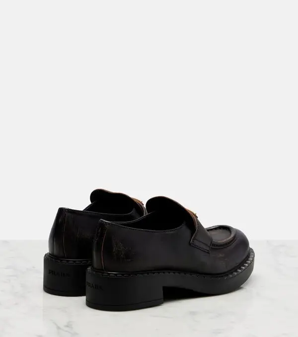 Prada Leather Penny Loafers - Black