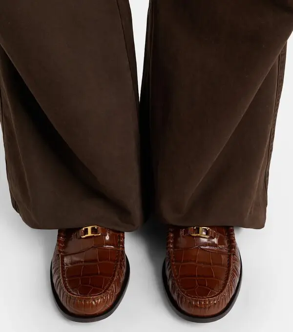 TOD'S T Timeless Croc-effect Leather Loafers