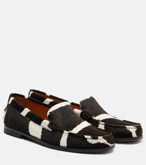 TOD'S Printed Calf Hair Loafers - Brown