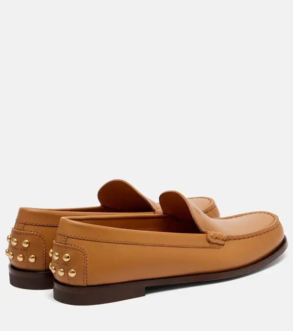 TOD'S Studded Leather Loafers - Brown