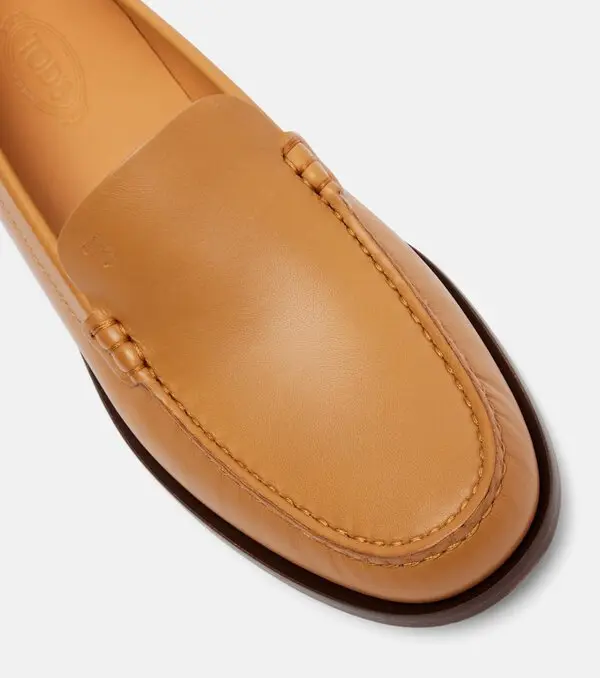TOD'S Studded Leather Loafers - Brown