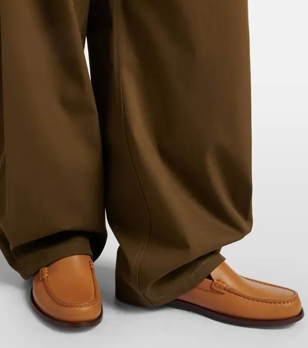 TOD'S Studded Leather Loafers - Brown