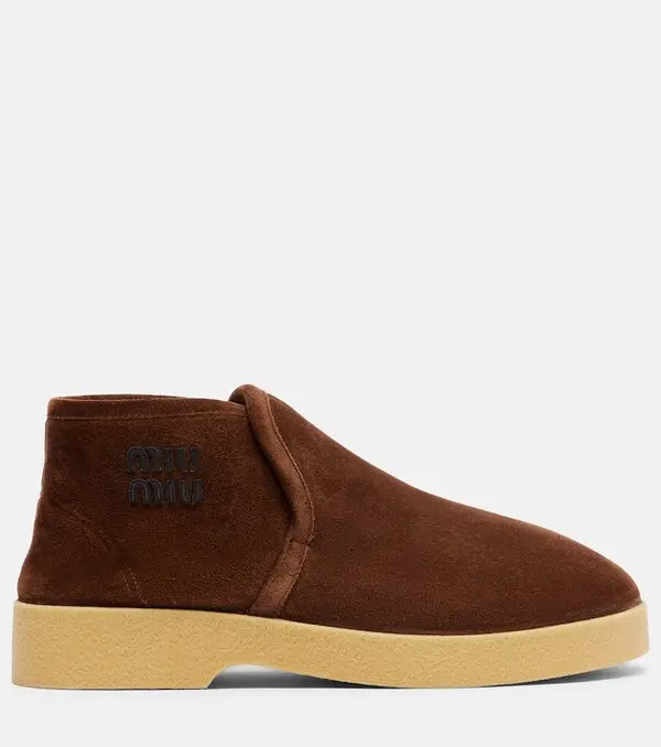 Miu Miu Shearling-lined Suede Boots