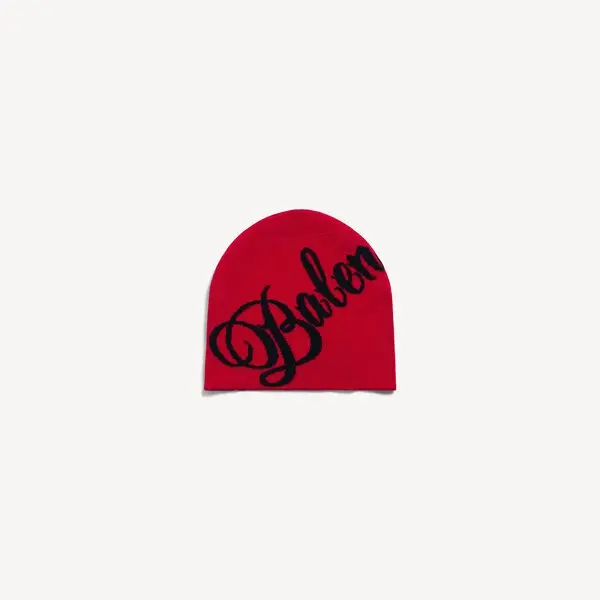 Balenciaga Jacquard Wool Knit Beanie - Red