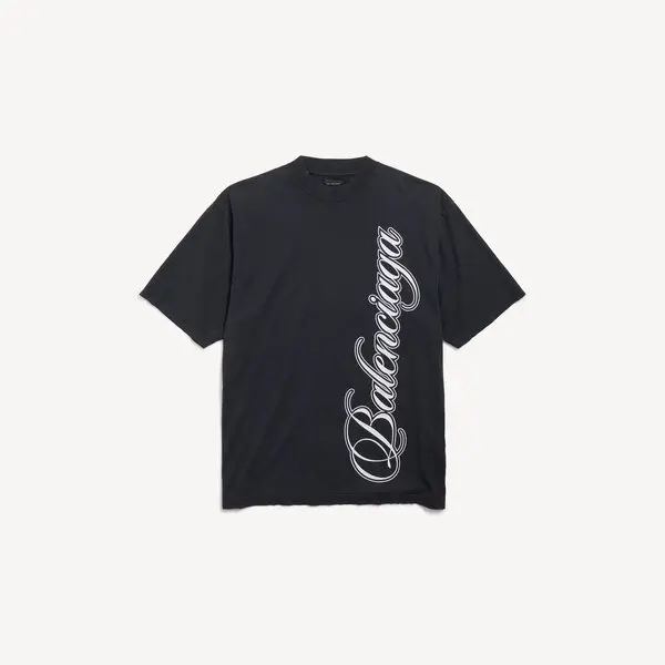 Balenciaga Cursive Medium Fit T-shirt - Black
