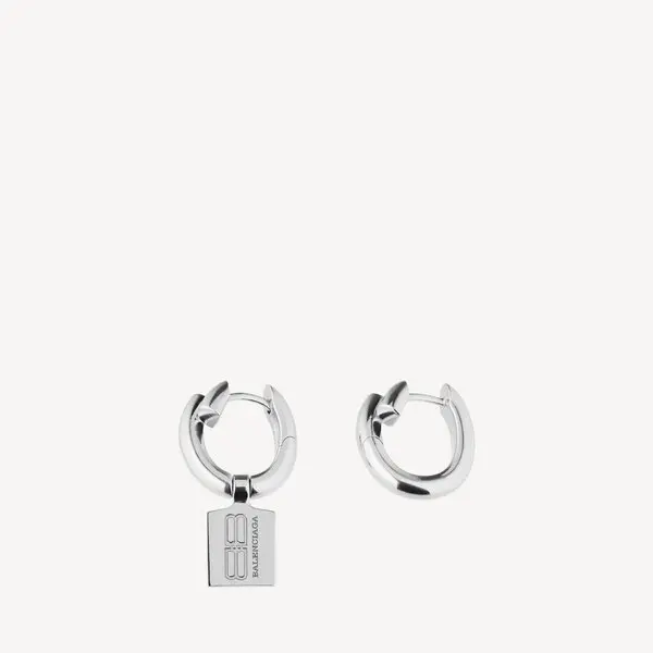 Balenciaga Saint-germain Tag Earrings - Silver