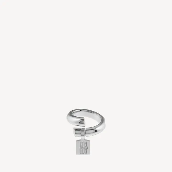Balenciaga Saint-germain Tag Ring - Silver