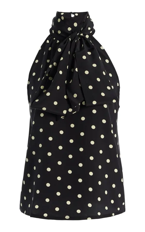 Françoise Susan Polka-dot Silk Tie-neck Top
