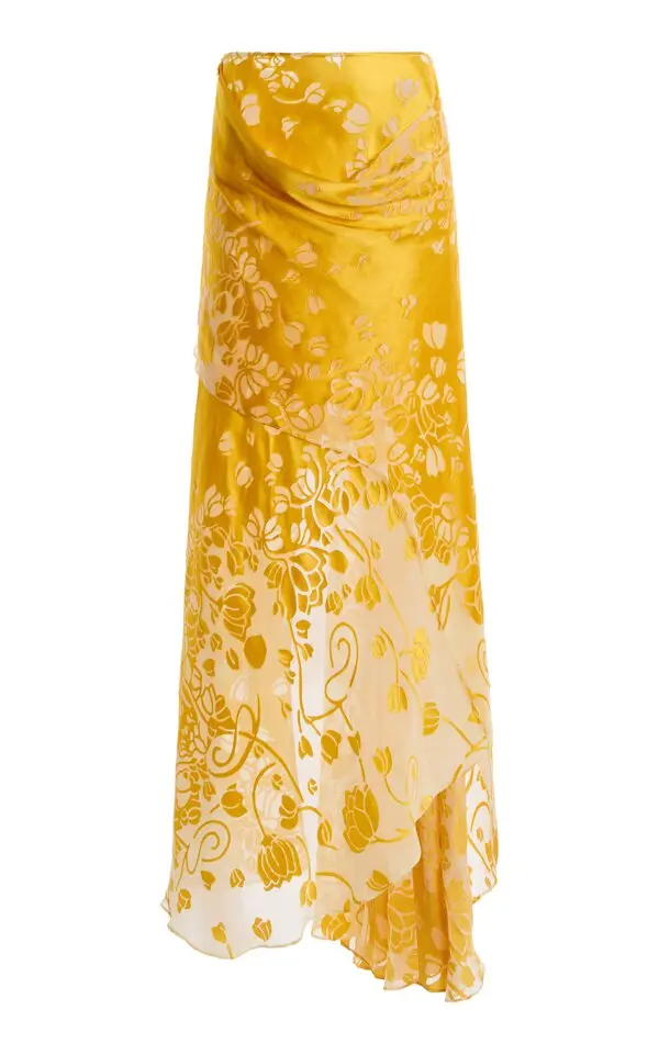 Christopher Esber Draped Burnout Maxi Skirt - Orange