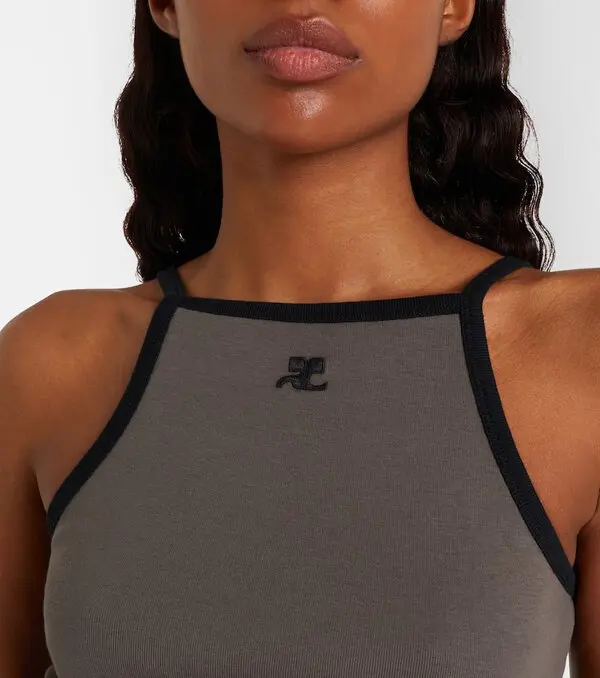 COURREGES Logo Cotton Tank Top