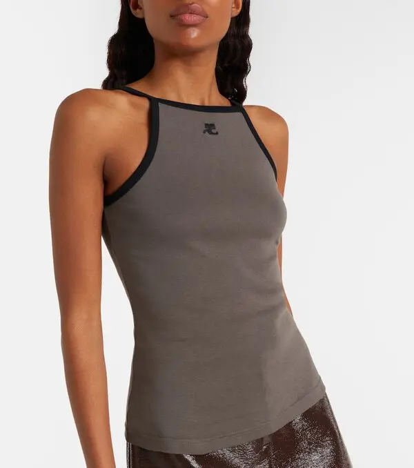 COURREGES Logo Cotton Tank Top
