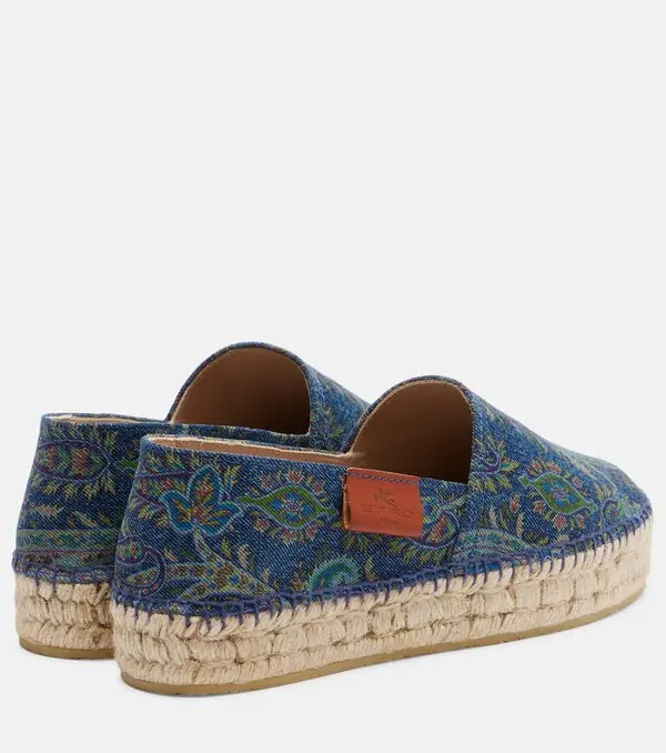 Etro Printed Cotton Espadrilles - Blue