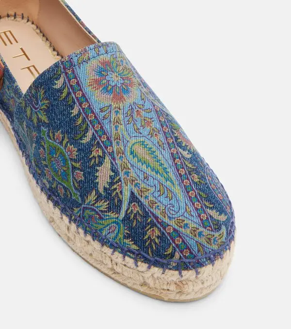 Etro Printed Cotton Espadrilles - Blue