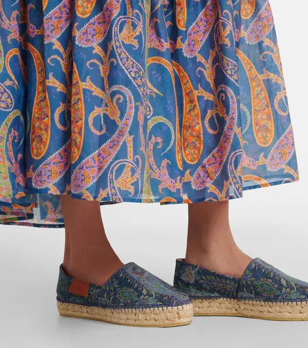 Etro Printed Cotton Espadrilles - Blue