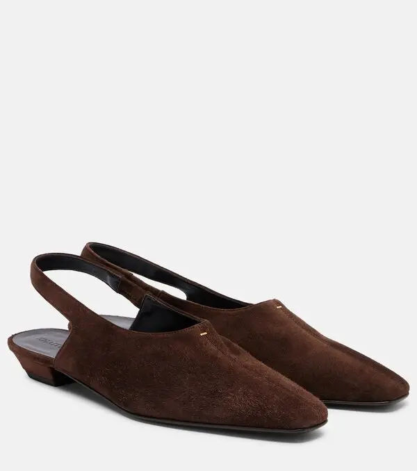 Khaite Cecilia Suede Slingback Flats - Brown