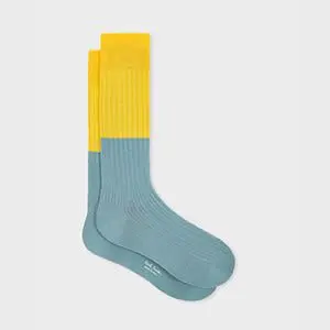 Paul Smith Ribbed Color Block Socks - Green
