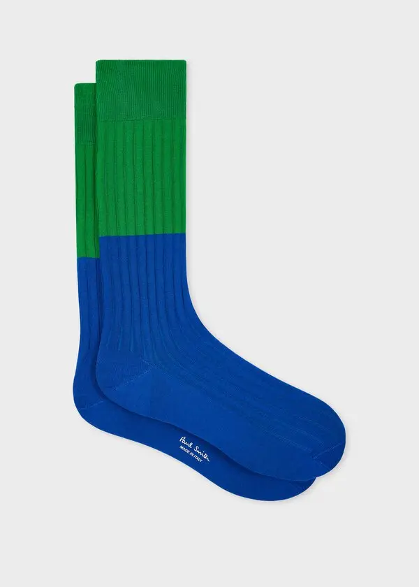 Paul Smith Ribbed Color Block Socks - Blue