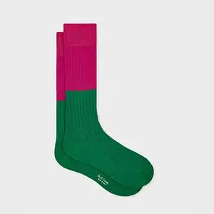 Paul Smith Ribbed Color Block Socks - Green
