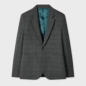 Paul Smith Grey Seersucker Cotton Check Buggy-lined Blazer